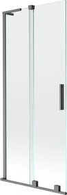 Mexen Velar L, 2-křídlová posuvná vanová zástěna 85 x 150 cm, 8mm čiré sklo, broušený grafit, 896-085-003-01-66