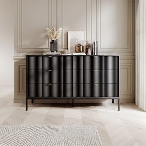 Komoda NOVA cc NKS154 | se zásuvkami | 154 cm | černá/černá
