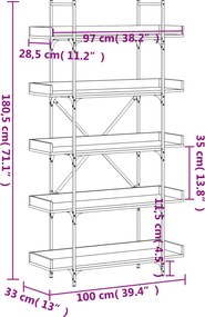 vidaXL Knihovna s 5 policemi dub sonoma 100 x 33 x 180,5 cm kompozit [837698]