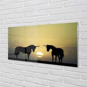 Obraz na skle Polní sunset jednorožci 125x50 cm