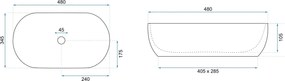 Rea Amelia Warm, umyvadlo na desku 480x345x135 mm, imitace kamene, REA-U3001
