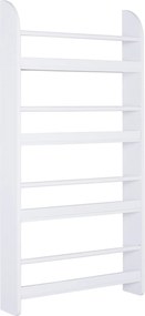HOMCOM Nástěnná knihovna se 4 policemi - dětská knihovna pro domácí kancelář, nosnost 30 kg, 59x12x113 cm, bílá