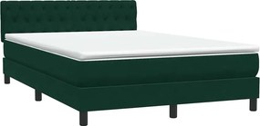 Box spring postel s matrací a LED tmavě zelená 160x220 cm samet 3317226