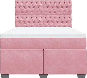 Box spring postel s matrací růžová 140x200 cm samet 3290941