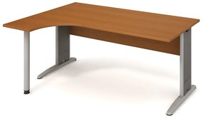Stůl ergo oblouk pravý 180×120/80 cm - Hobis Cross CE 1800 P Dekor stolové desky: třešeň, Dekor lamino podnože: třešeň, Barva nohou: Stříbrná