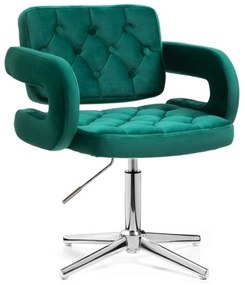 LuxuryForm DESIGN Otočná židle ADRIA VELUR na stříbrném kříži - zelená