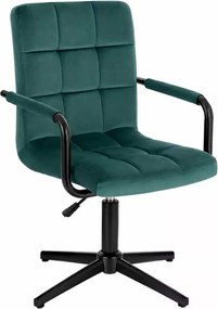 LuxuryForm DESIGN Otočná židle VERONA BLACK VELUR na černém kříži - zelená