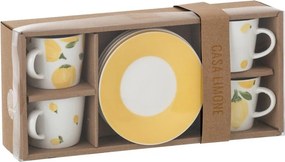 Kávová sada 4 šálků s podšálky Casa Limone - Ø 11*6 cm / 90 ml