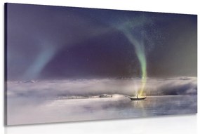 Obraz polární záře nad jezerem - 60x40 cm