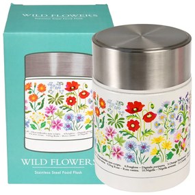 Krémová/ve stříbrné barvě termoska na jídlo/dětská 450 ml Wild Flowers – Rex London