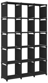 Výstavní police s 15 přihrádkami černá 103x30x175,5 cm textil 322618