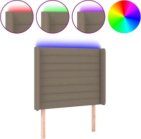 Čelo postele s LED taupe 103 x 16 x 118/128 cm textil 3124182