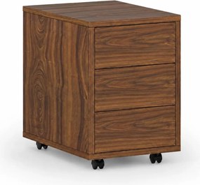 Kancelářský mobilní kontejner PRIMO WOOD, PUSH-lock, 3 zásuvky, ořech
