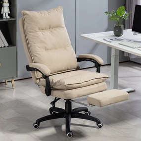 Masážní kancelářská židle Vinsetto, ergonomická židle s nastavitelnou výškou, sklápěcí opěradlo, vestavěný podnožník, ovládání pomocí kabelového ovla…