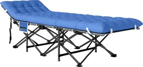 Skládací kempingová postel Outsunny s matrací, polštářem a boční kapsou 190 x 65 x 37 cm pro dospělé, postel pro hosty do 150 kg, skládací postel pro