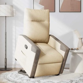 Zvedací polohovací křeslo krémové textil 3324093