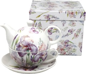 Elegantní porcelánová sada Tea for One čajová konvice šálek s podšálkem kosatce
