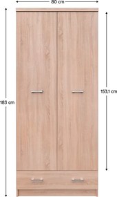 Skříň 2D1S, dub sonoma, TOPTY TYP 30