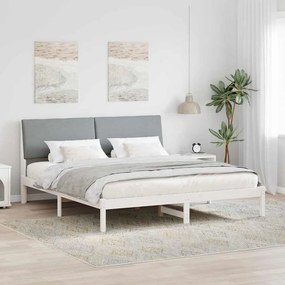 Rám postele s čelo Bílá a světle šedá 200 x 200 cm 3394362