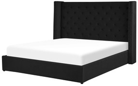 Sametová postel s úložným prostorem 180 x 200 cm černá LUBBON Beliani