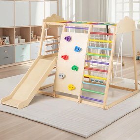 Costway 8-in-1 Gymnastický set v džungli Dřevěné montessori šplhací hračky