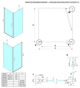 Gelco Gelco, LORO obdélníková sprchová zástěna 700x1000mm, GN4470-01