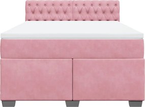 Box spring postel s matrací růžová 160x200 cm samet 3286365