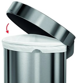 Půlkulatý pedálový koš 45 l, matná ocel, nerez