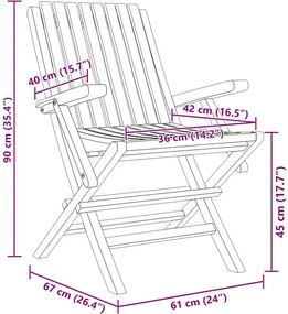Skládací židle 4 ks 61x67x90 cm masivní teak 3155055
