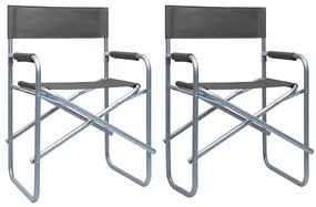 Režisérské židle 2 ks ocel šedé - Default Title