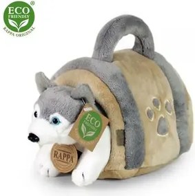 RAPPA Plyšový pes husky 13 cm s přepravkou / ECO-FRIENDLY / od 0 měsíc