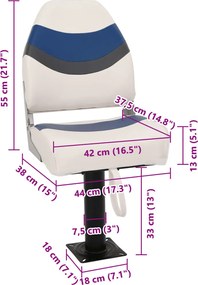 vidaXL 2dílné skládací sedadlo do člunu s vysokým opěradlem [3284309] Barva: Bílo-modrá