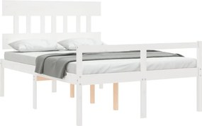 Postel s čelem pro seniory bílý 120x200 cm masivní dřevo 3195412