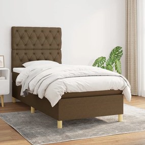 Box spring postel s matrací tmavě hnědá 80x200 cm textil