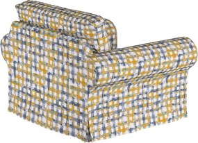 Potah na křeslo IKEA Ektorp barva modrá látka pletený vzor, vzorované