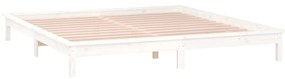 Rám postele s LED bílý 150 x 200 cm King Size masivní dřevo,  820612