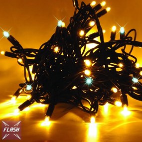 Easy Fix LED světelný řetěz, 20 m, venkovní, teple bílá s FLASH, 120 diod, černý kabel, IP67