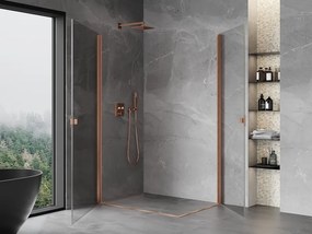 Mexen Mist-B Duo, 2-křídlý ​​výklopný sprchový kout 85 x 75 cm, průhledný, broušená měď - 8A2-085-075-65-00