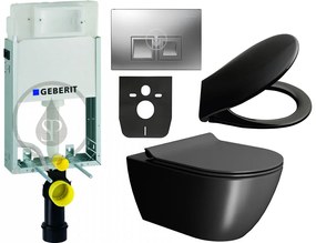 AKCE/SET/LIVERO Geberit - Předstěnová instalace pro závěsné WC, výška 1,08 m s tlačítkem Delta50, matná chrom + PURA závěsná WC mísa, Swirlflush, 55x…