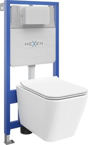 Mexen Cube podomítková WC sada stěna Fenix Slim s WC mísou a měkkým uzavíráním, bílý lesk - 61030924000