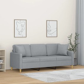 3místná pohovka s polštáři světle šedá 180 cm textil 3200917