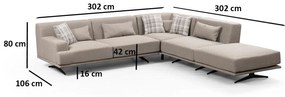 Designová rohová sedačka Kessya béžová - levá