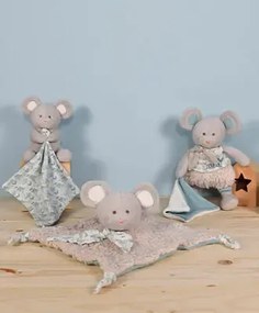 Doudou Dárková sada - Plyšová myška s dečkou z BIO bavlny 22 cm / od 0