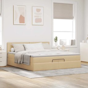 Osmanský rám postele s matrací krémová 200x200cm textil 3312255