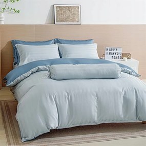 Elegantní saténová sada povlečení 135x200 80x80 Světle modrý holub