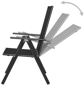 Skládací zahradní židle 4 ks hliník a textilen černé - Default Title