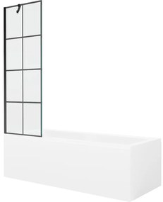 Mexen Cubik obdélníková vana 150 x 70 cm s krytem a 1křídlovou zástěnou 60 cm, černý vzor - 550315070X9506007077