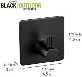 Černé samodržící háčky v sadě 2 ks z nerezové oceli Black Outdoor Kitchen Ureo – Wenko