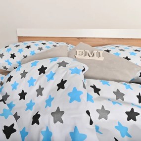 Povlečení bavlněné hvězdičky modré EMI, Dětský set 90x130 + 45x65