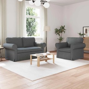 Set pohovek 2 ks Tmavě šedá textil 3407487